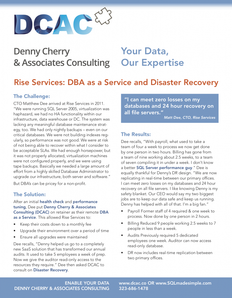 DBA as a Service – Denny Cherry & Associates Consulting